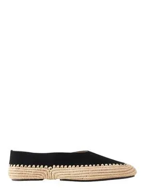Gabriela Hearst Suede And Raffia Flats - Black