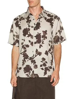 Theory Floral Lyocel Irving Shirt - Silver Cloud Multi