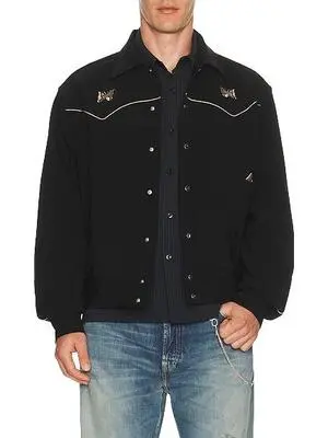 Needles Piping Cowboy Jacket Poly Double Cloth - Black