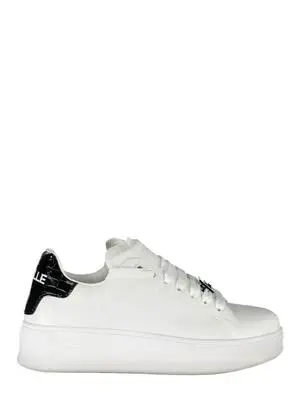 GAELLE PARIS Crocodile-effect Lace-up Sneakers - White