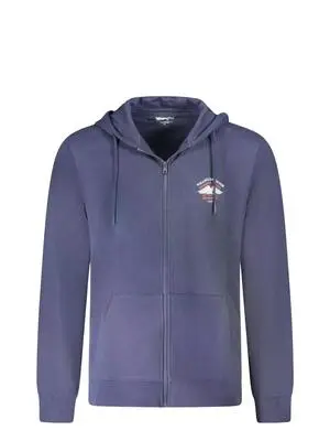 Wrangler Logo-embroidered Zip-up Hoodie - Blue