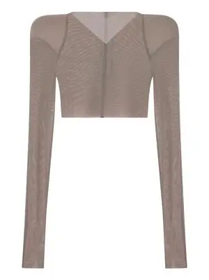 Rick Owens Helm Stretch-mesh Blouse - Gray