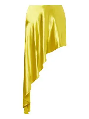 Alaïa Asymmetric Satin Midi Skirt - Green