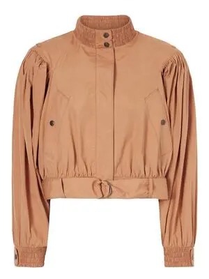 Chloé Cropped Belted Cotton-poplin Jacket - Neutrals
