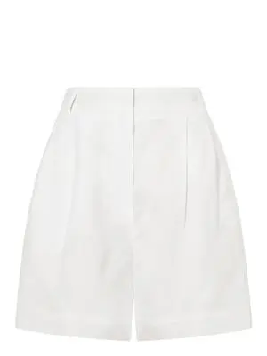 VIOLANTE NESSI Sherman Belted Pleated Linen Shorts - Neutrals