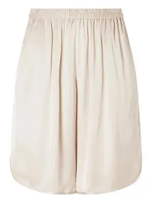 THE FRANKIE SHOP Leni Satin Knee-length Shorts - Neutrals