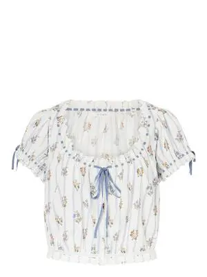 DÔEN Nera Broderie Anglaise Organic Cotton Blouse - White