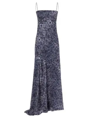 CORTANA Meena Silk-satin Maxi Dress With Abstract Print - Blue