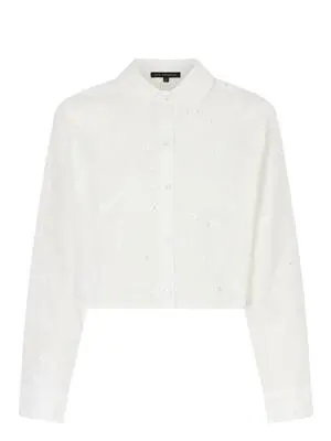 Kiki De Montparnasse Simone Cropped Broderie Anglaise Cotton Shirt - Neutrals