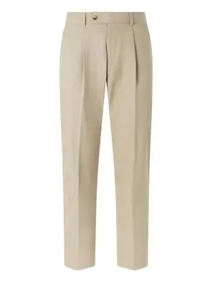 Paul Smith Straight-leg Pleated Organic Cotton-twill Trousers - Brown