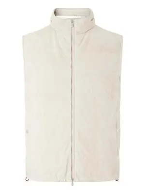 Brunello Cucinelli Suede Hooded Down Gilet - Neutrals