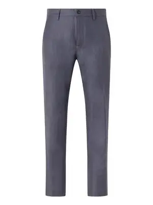 Canali Straight-leg Wool And Linen-blend Twill Suit Trousers - Blue