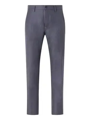 Canali Straight-Leg Wool And Linen-Blend Twill Suit Trousers Navy