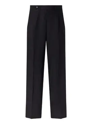 STOFFA Wide-leg Pleated Linen Trousers - Black