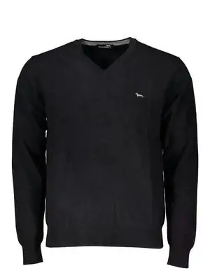 HARMONT & BLAINE Embroidered V-neck Sweater - Black