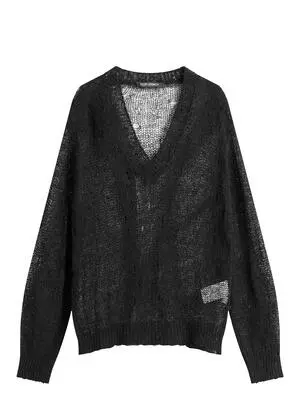 Our Legacy Linen Slow V-neck Jumper - Black