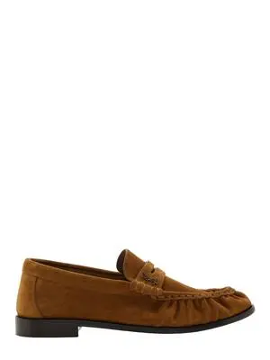 Saint Laurent Le Loafer Suede Penny Loafers - Brown