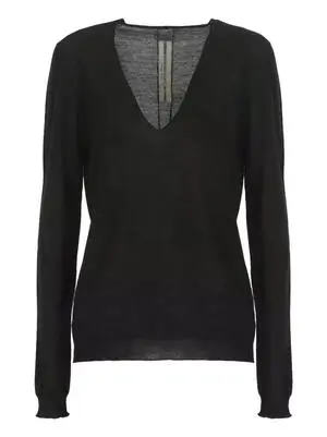 Rick Owens Long-sleeved V-neck Sweater - Black