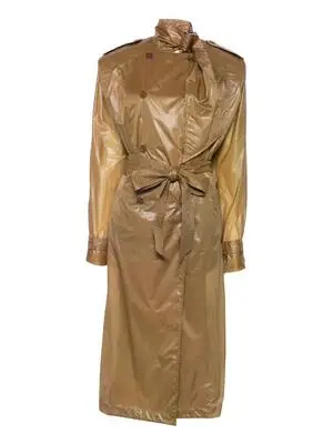 Saint Laurent Lavallière Double-breasted Belted Trench Coat - Neutrals