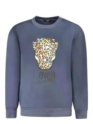 Roberto Cavalli Leopard-Print Sweater Blue