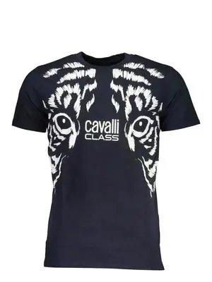 Roberto Cavalli Tiger-print Logo-detail T-shirt - Blue