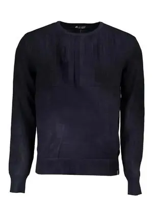 U.S. Grand Ribbed-detail Crew-neck Cotton Sweater - Blue
