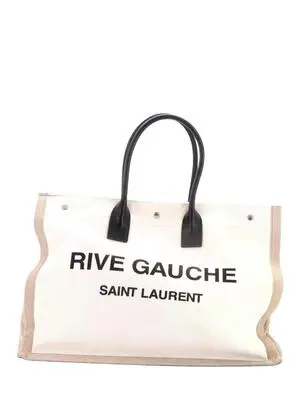 Saint Laurent Rive Gauche Shopper Large Tote Bag Neutrals