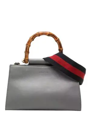 Gucci 2000-2015 Mini Leather Bamboo Web Nymphaea Satchel - Grey