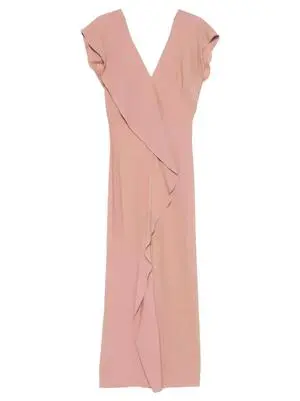 Patrizia Pepe Ruffled V-neck Maxi Dress - Pink