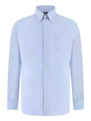 Boggi Milano Boston Collar Checked Shirt - Blue