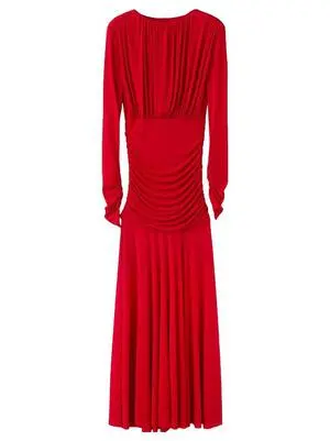 Mango Ruched Long Sleeve Maxi Dress - Red