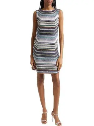 MISSONI Metallic Chevron Stripe Sleeveless Sweater Dress