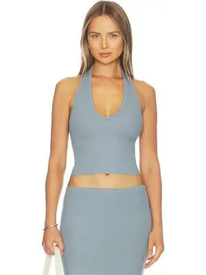 Eterne Butter Rib Halter Top - Slate
