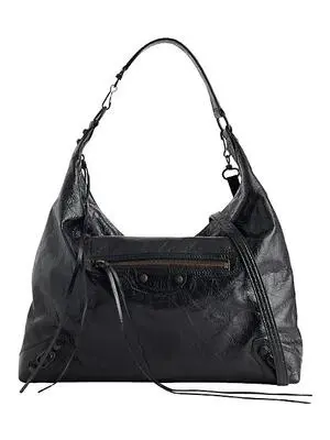 Balenciaga Le City Medium Hobo Leather Shoulder Bag Black