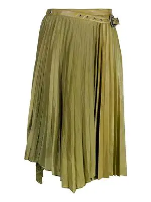 Andersson Bell Nicola Pleated Asymmetric Midi Skirt - Green