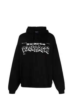 Dsquared2 Logo-print Cotton Hoodie - Black