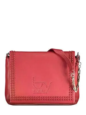 Byblos Embossed-logo Shoulder Bag With Stud Embellishments - Red