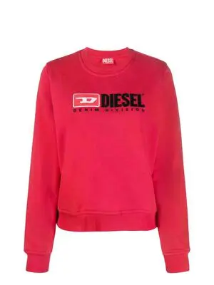 DIESEL® Crew Neck Sweatshirt With Embroidered Logo - Red