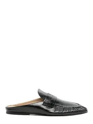 ALYSI Gathered Leather Mules - Black