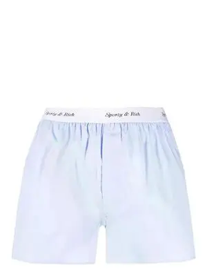 SPORTY & RICH Logo-waistband Shorts - Blue