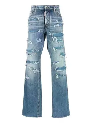 Dsquared2 Distressed Straight-leg Jeans - Blue