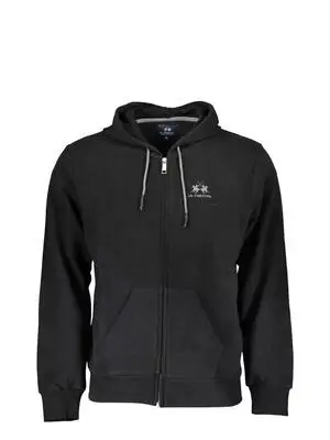 LA MARTINA Logo-embroidered Zip-up Hoodie - Black