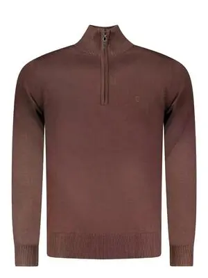 COVERI MOVING Embroidered-logo Quarter-zip Sweater - Brown