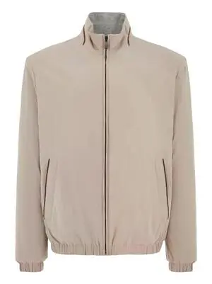 Canali Piping-detail Zip-up Jacket - Neutrals