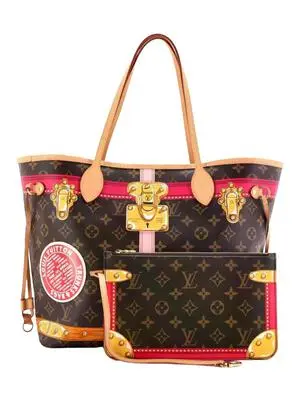 LOUIS VUITTON Neverfull NM Limited Edition Summer Trunks Monogram Canvas MM Tote Bag Brown