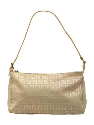 Fendi Zucchino Canvas Pochette Shoulder Bag - Neutrals