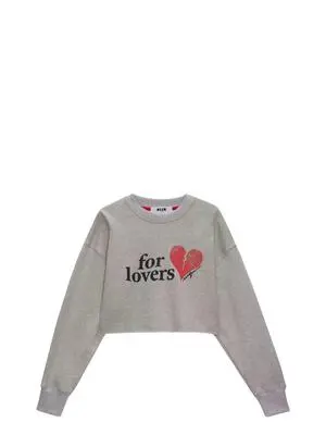 MSGM Graphic Cropped Sweatshirt - Grey