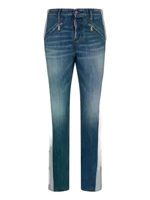 Dsquared2 Side-stripe Straight-leg Jeans - Blue
