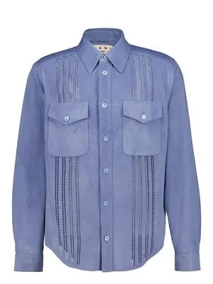 Marni Dusk Suede Cut-out Shirt - Blue