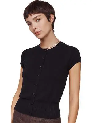 Maeve Coco Short-sleeve Cardigan - Black